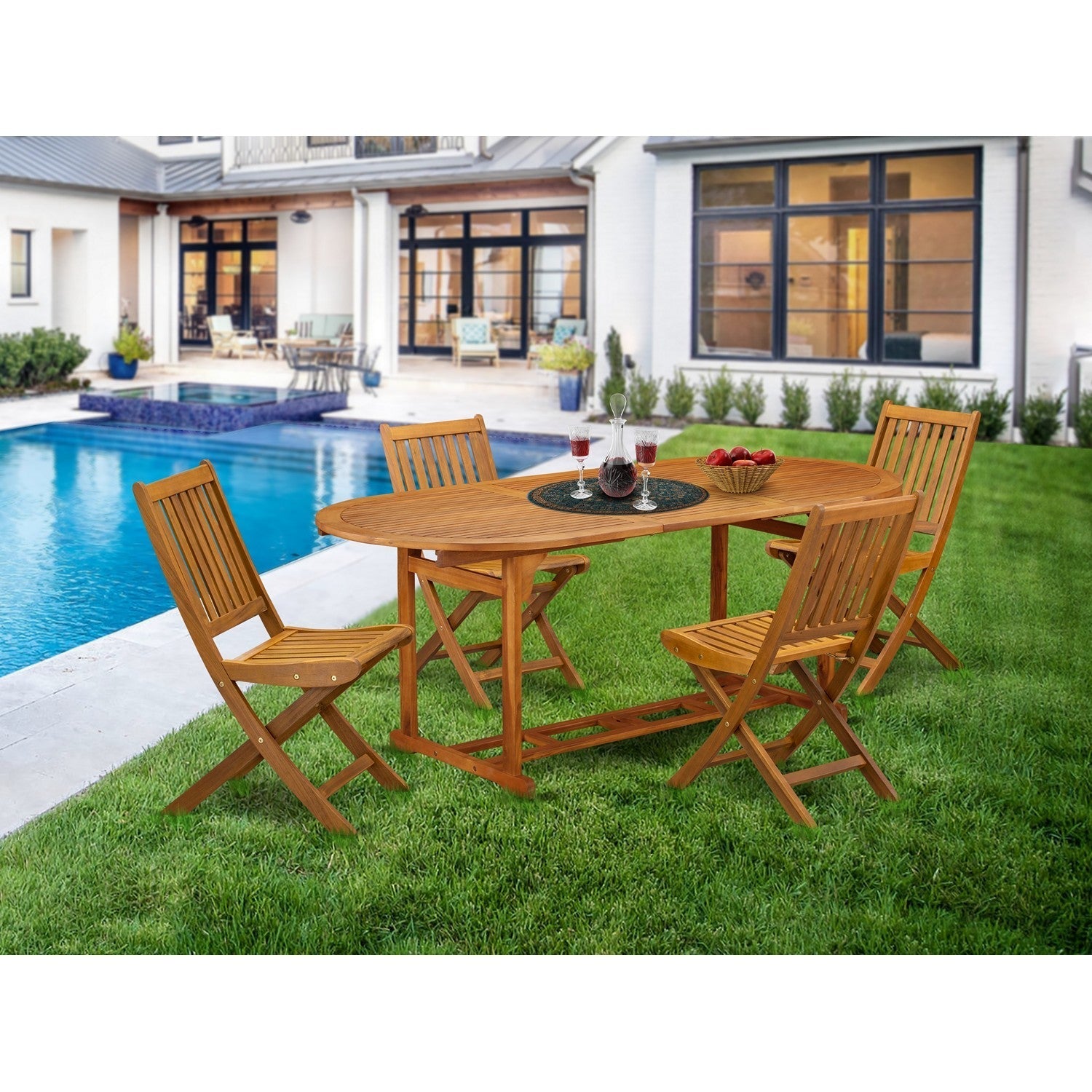 Round Outdoor Coffee Table East West Furniture Acacia Wood Round Patio ...